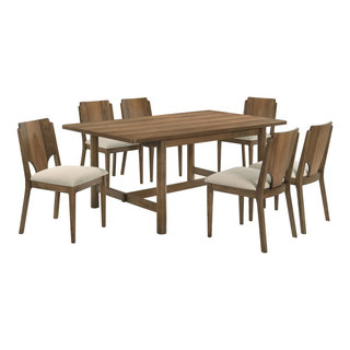 Crestmore 7-piece Rectangular Dining Table Set Walnut - Dining Sets - by Gunel | Houzz