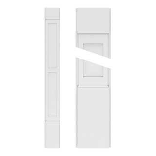 2 Equal Flat Panel PVC Pilaster w/Capital & Base (Pair), 8"W x 102"H ...