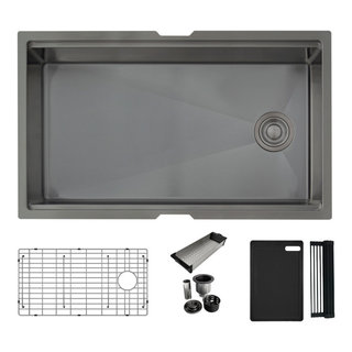 STYLISH 33 Undermount 33" Workstation 16G Single-Bowl Graphite Kitchen ...