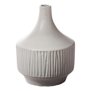 Round Ceramic Vase with Narrow Mouth Matte Gray Finish, Large ...