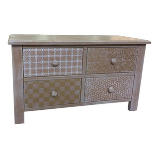 Jeco 4 Drawer Accent Chest in Distressed Natural - Farmhouse - Accent ...