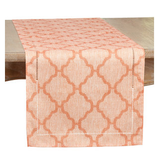 Runner With Laser-Cut Hemstitch Design, 16"x72" - Mediterranean - Table ...