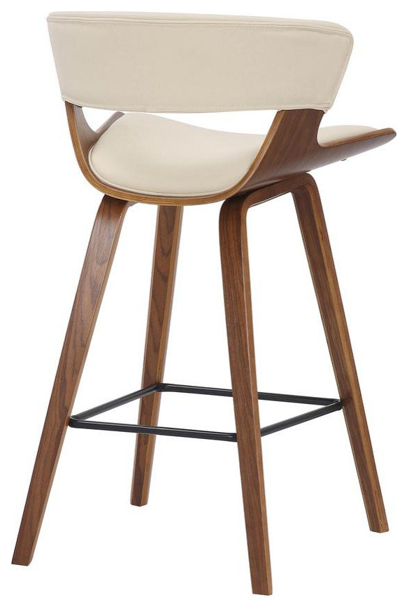 Jagger Modern 26 Wood and Faux Leather Counter Height Bar Stool, WALNUT ...