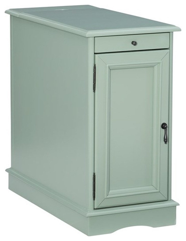 Home Square Butler Wood Accent Table with USB in Aqua Blue - Set of 2 ...