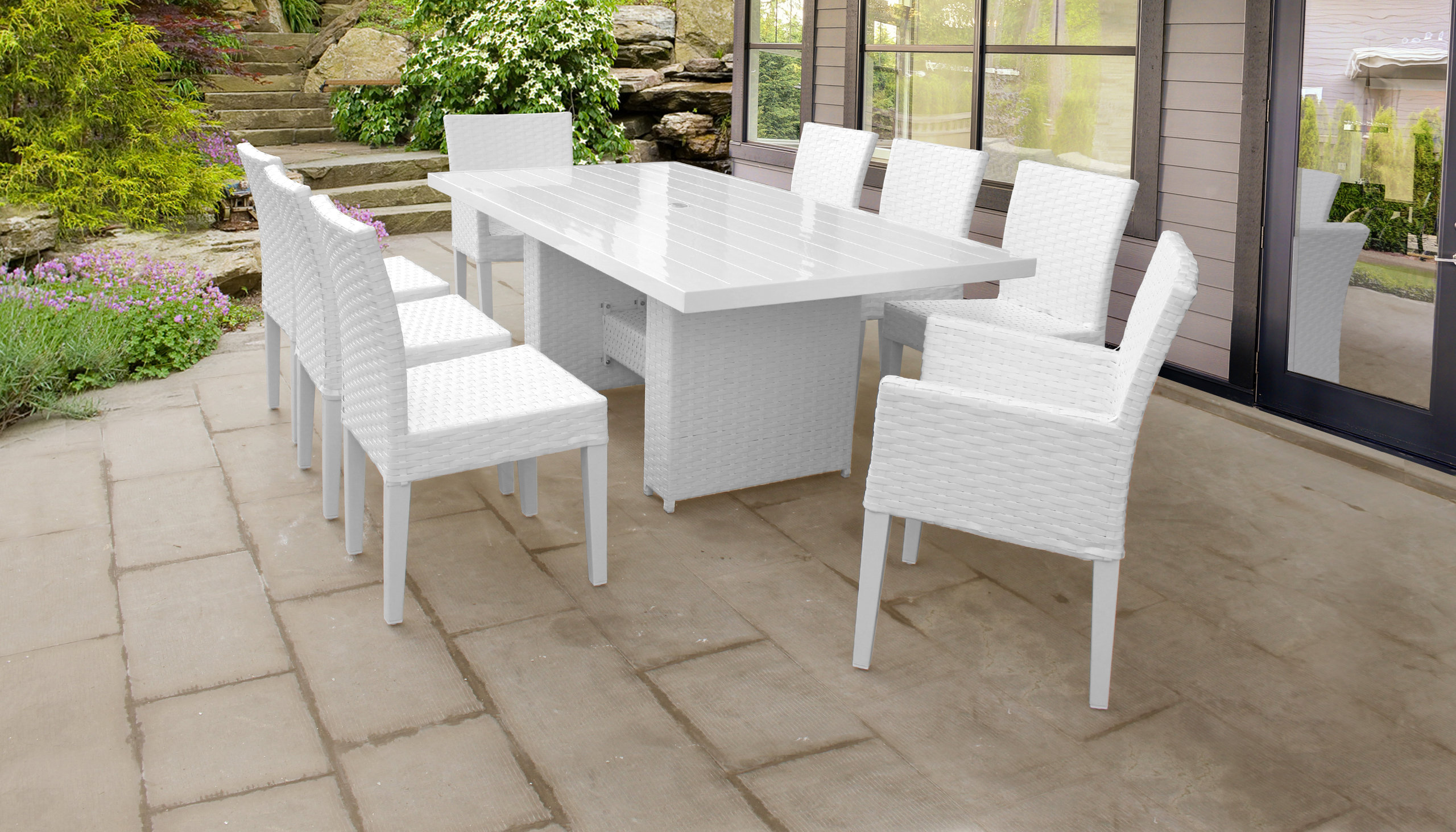 Miami Rectangular Patio Dining Table,6 Armless Chairs,2 Chairs,Arms ...