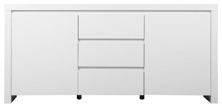 Pangea Home Bowa Modern High Gloss Lacquer Wood Buffet in White ...