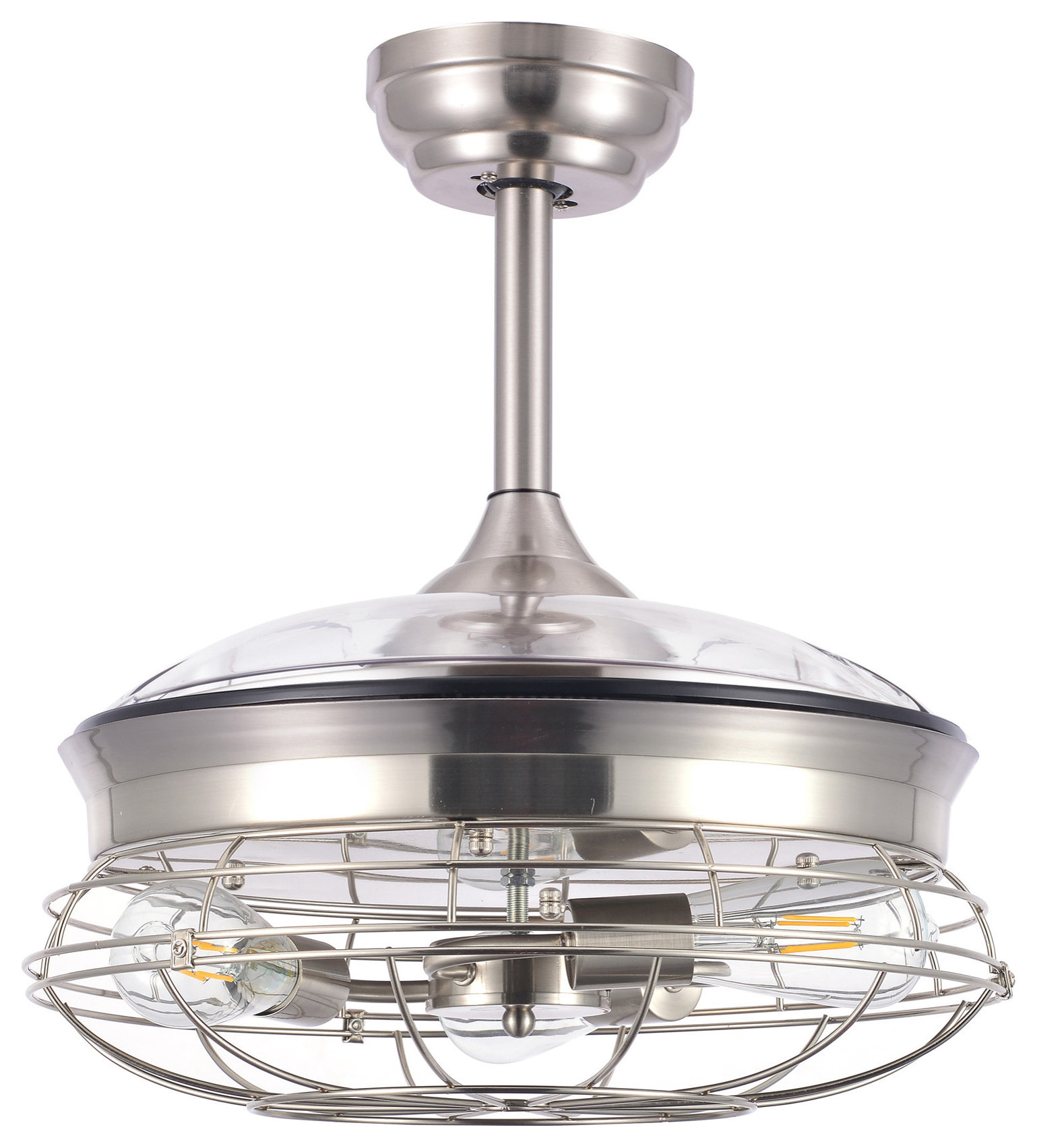 42" Vintage Industrial Ceiling Fan with Retractable Blades, Remote ...