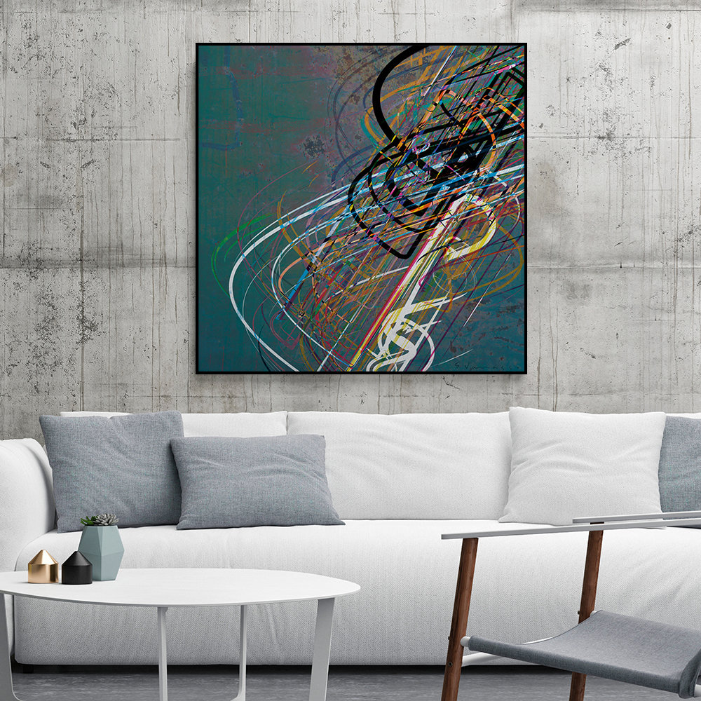 "Electrical Currents I" Art block Framed Canvas, 30"x30" - Contemporary ...