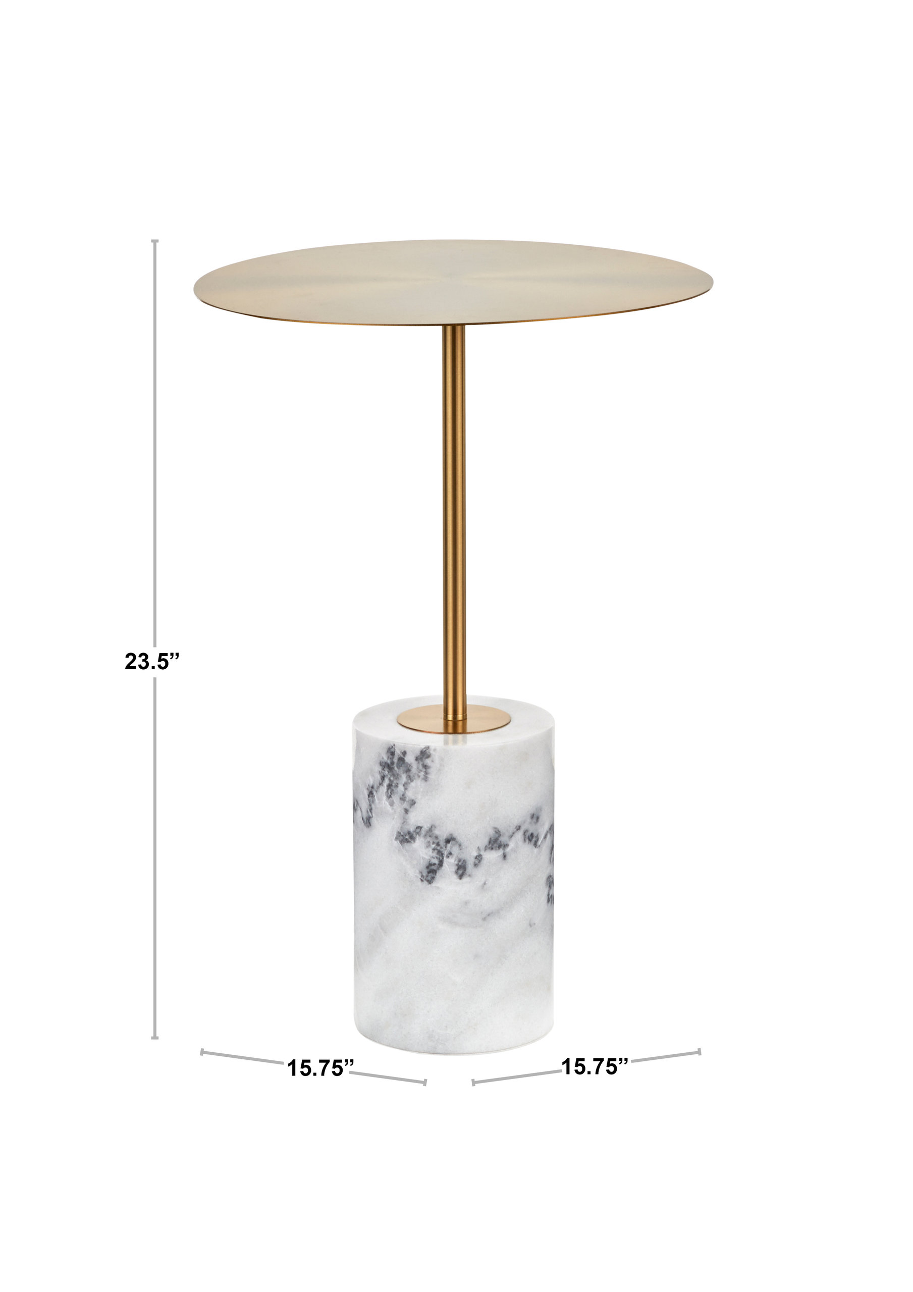 Symbol Side Table, Gold Metal Top, White Marble Base - Contemporary ...