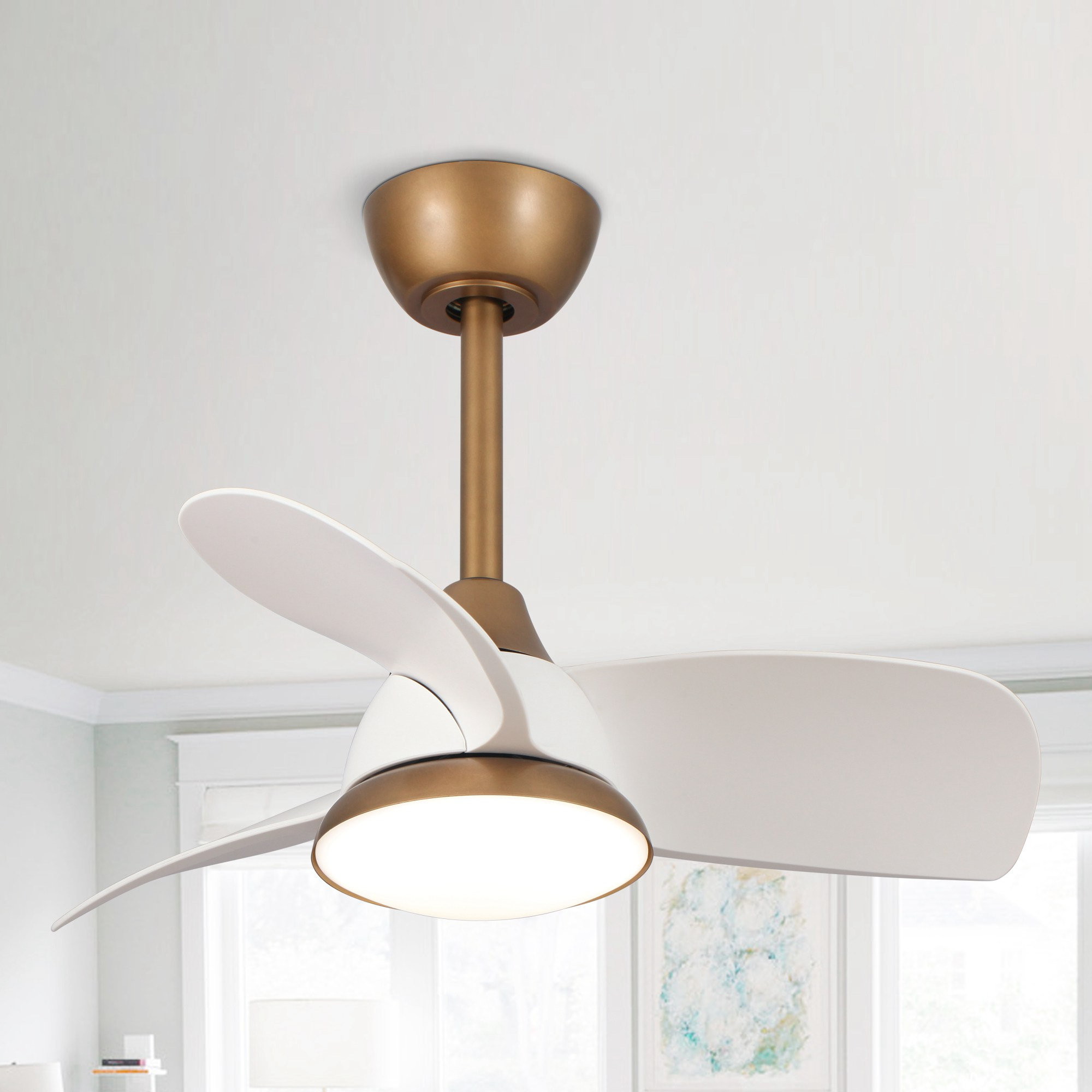 28 in. Modern Integrated LED Indoor Ceiling Fan with Remote Control and ...