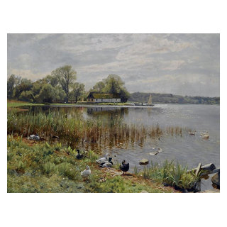 Tile Mural, Ducks By A Pond By Peder Monsted Trees Birds Water Lake ...