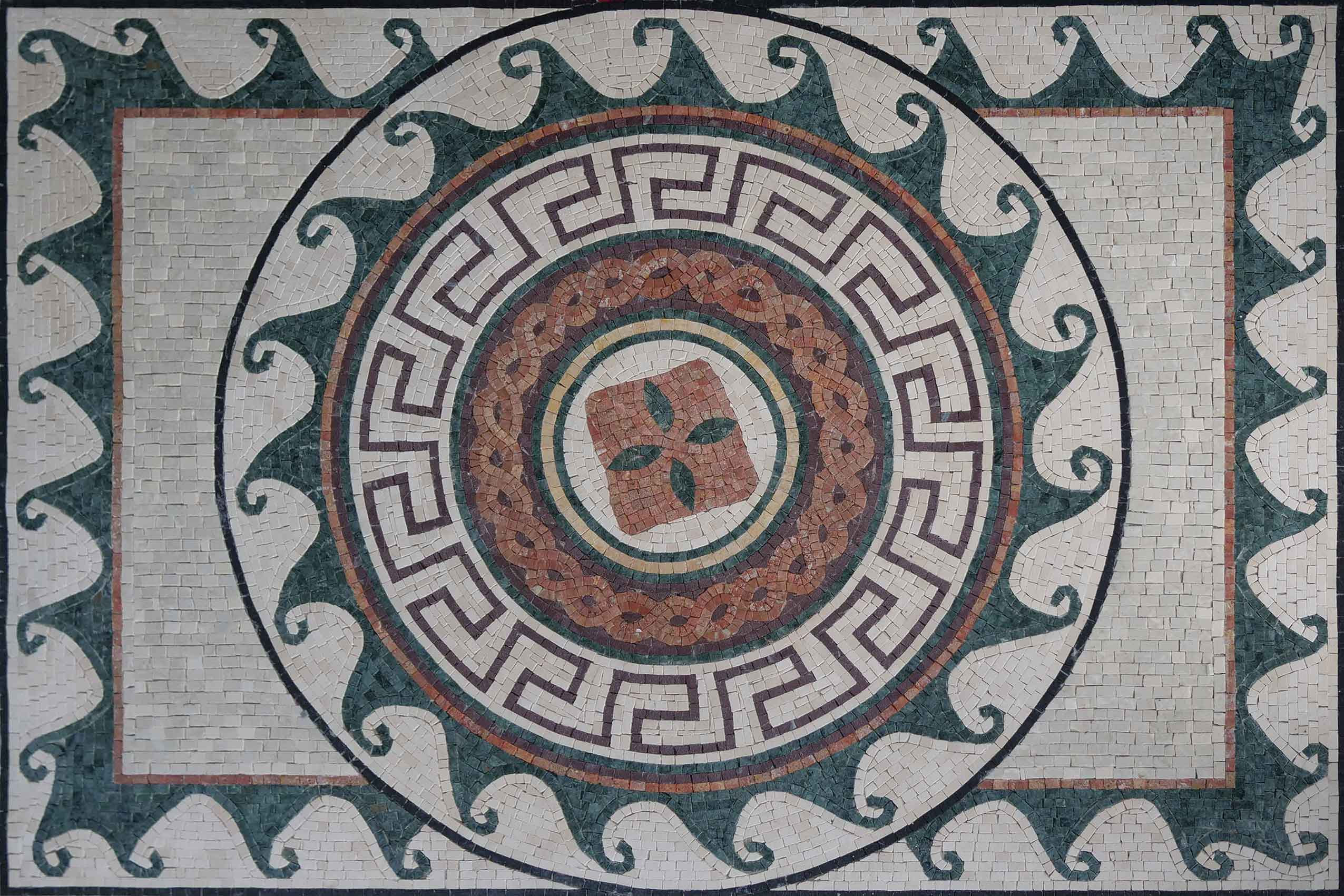 Ancient Mosaic - Geometric Shapes & Greek Waves, 71" x 47 ...