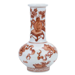 Traditional Long Neck Orange Vase, Small - Asian - Vases - by ...