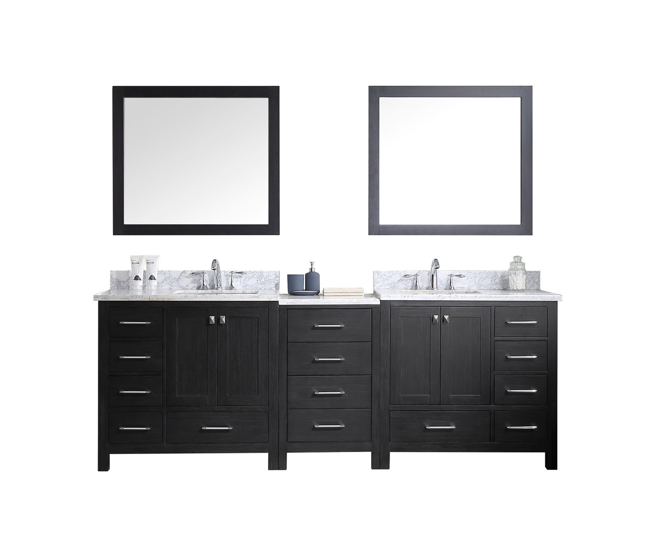 Caroline Premium 90" Double Bath Vanity, Zebra Gray, Top, Square Sink ...