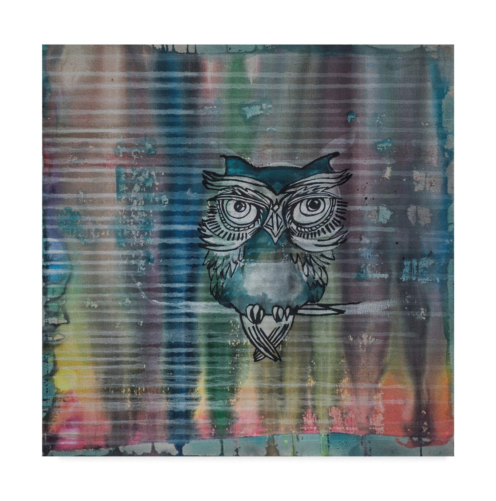 "Owl In The Matrix Of Aura" by Zwart, Canvas Art, 18"x18" - Rustic ...