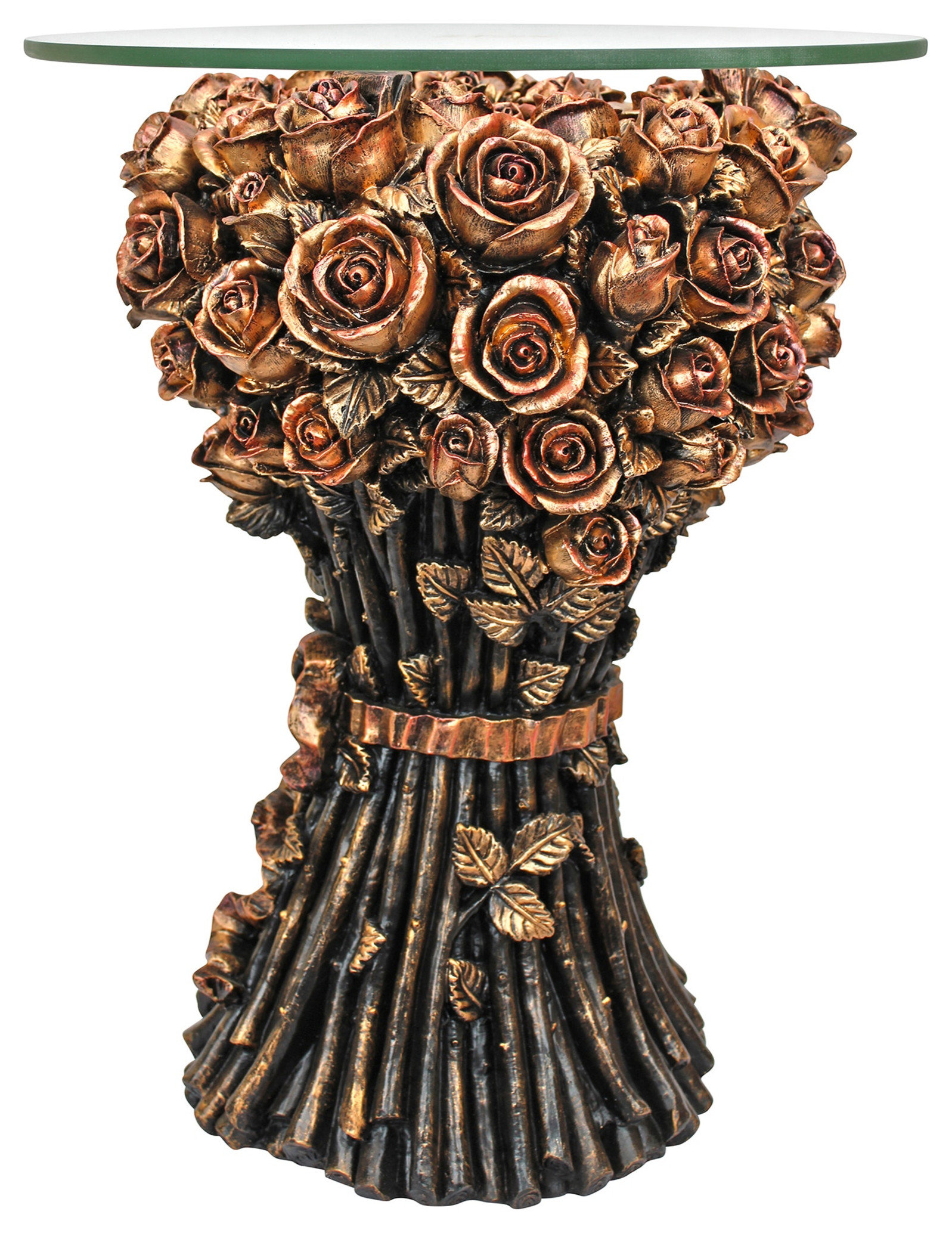 Table of Roses Glass, Topped Sculptural Table - Traditional - Side ...