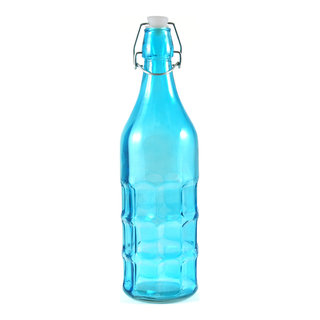 Complete Kitchen Blue Glass Dimple Bottle Bail - Transitional - Water ...