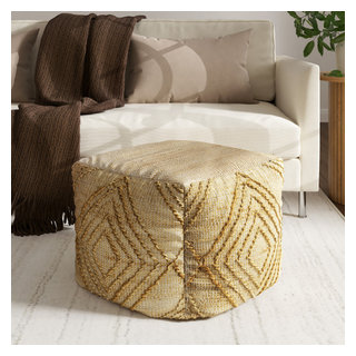Oaks Natural Rustic Diamond Handmade Jute Blend Cube Poufs, 18"x18"x18" - Beach Style - Floor ...