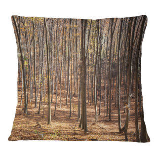 Thick Carpathian Deciduous Forest Forest Throw Pillow, 18"x18 ...