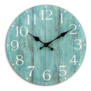 Wall Clock, 10" Teal Silent Non-Ticking Kitchen Decor - Farmhouse ...