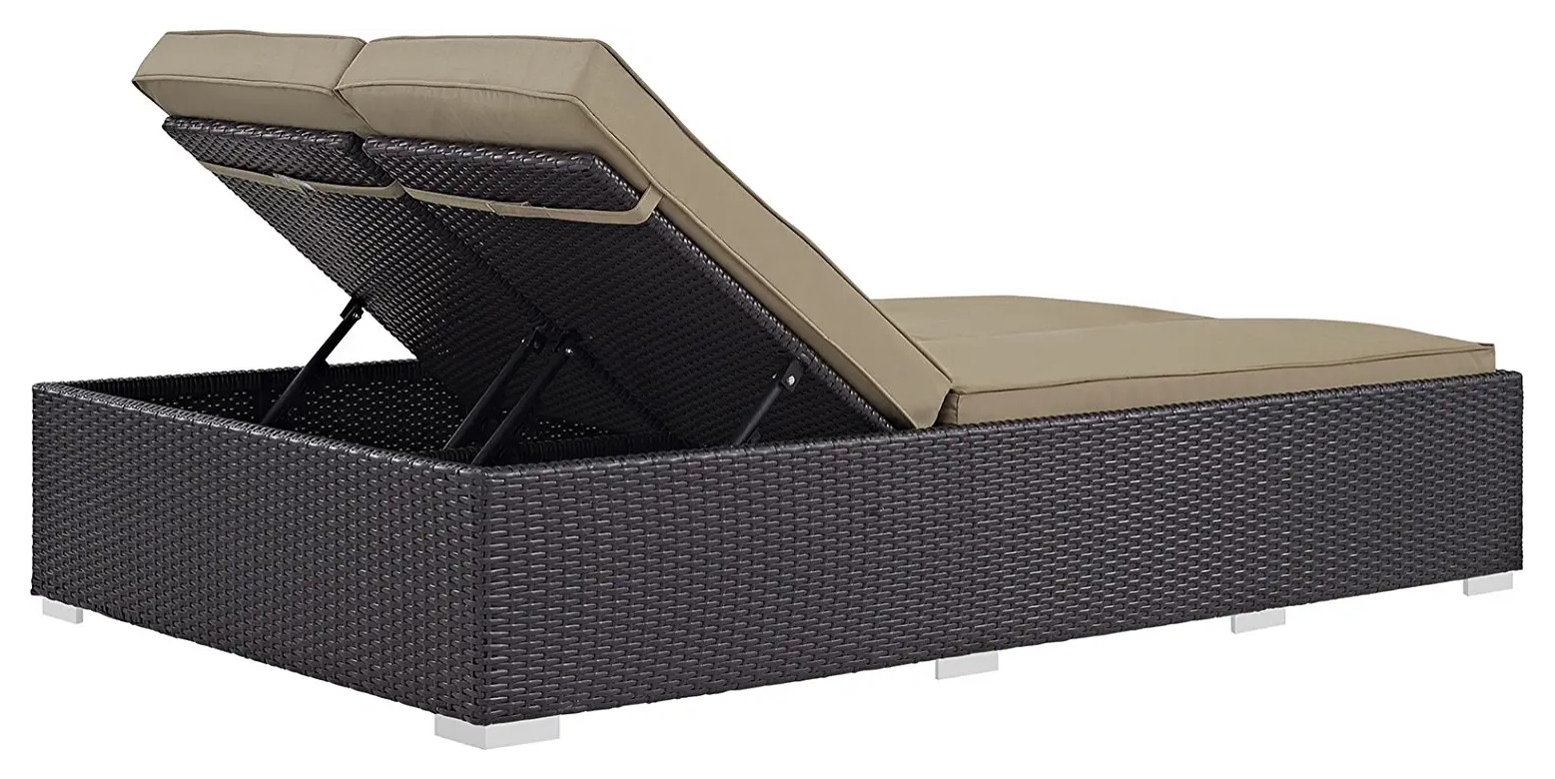 Contemporary Outdoor Chaise Lounge, Double Design With Adjustable Back ...