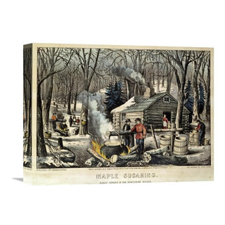 "Maple Sugaring - Early Spring In The Northern Woods" Artwork, 16" x 12 ...