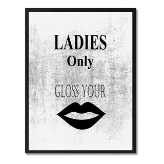 "Ladies Only" Sign White Print on Canvas with Picture Frame, 28"x37 ...