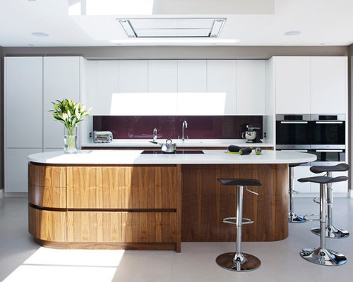 White Kitchen Wood Island | Houzz
