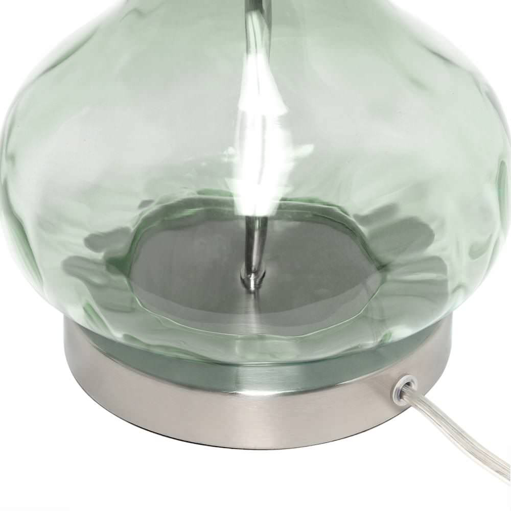 23.25 Modern Dimpled Glass Endtable Table Lamp, White Fabric, Green ...