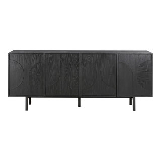 Long Oak Wood Sideboard With Textured Doors & Natural Insect Resistance ...