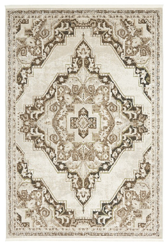 Nourison Carina Mocha Silver Area Rug, 4'x6' - Mediterranean - Area ...