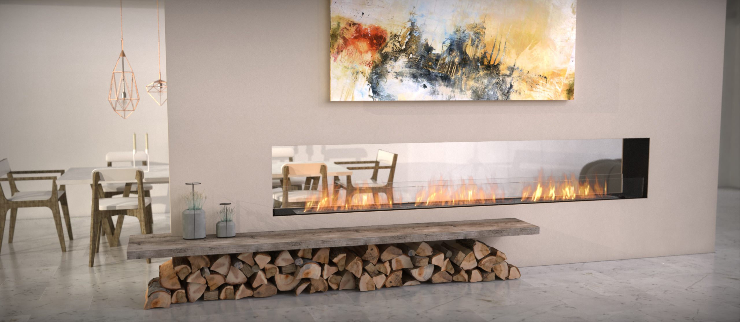 EcoSmart™ Flex 104DB Double-Sided Fireplace - Wall-Mounted Ethanol Fire - Transitional - Indoor ...
