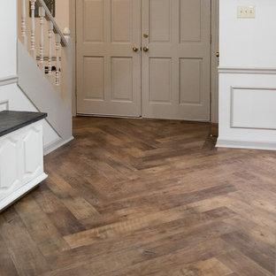75 Beautiful Vinyl Floor Entryway With A Gray Front Door Pictures ...