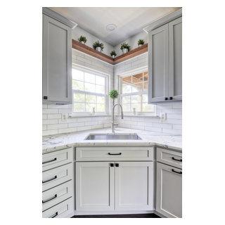 Storm (AF-700) Gray Painted Cabinets with Warm Natural Walnut Accents ...
