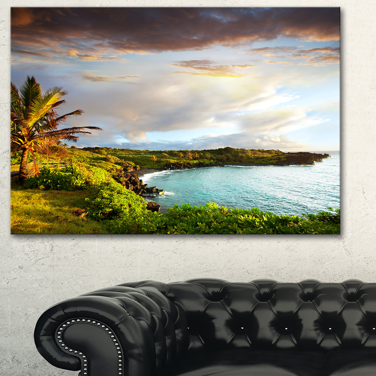 "Hawaii Oahu Island" Photography Canvas Art Print, 32"x16" - Tropical ...