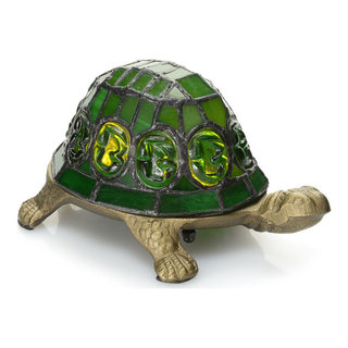 Dozer 8" 1-Light Multi Finish Tiffany Table Lamp With Light Kit ...