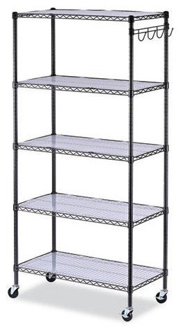 5-Shelf Wire Shelving Kit With Casters and Shelf Liners - Contemporary ...