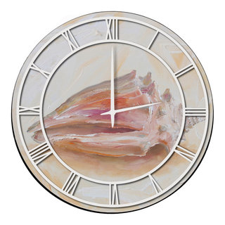 Wall Clock, Sea Shell 2, 24"x24" - Beach Style - Wall Clocks - by WGI ...