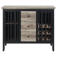 Wooden Server with Wine Racks in Antique Oak and Sandy Black ...