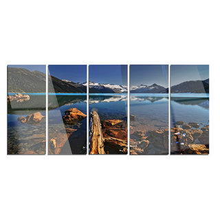 "Large Logs in Mountain Lake" Metal Wall Art, 60"x28" - Contemporary ...