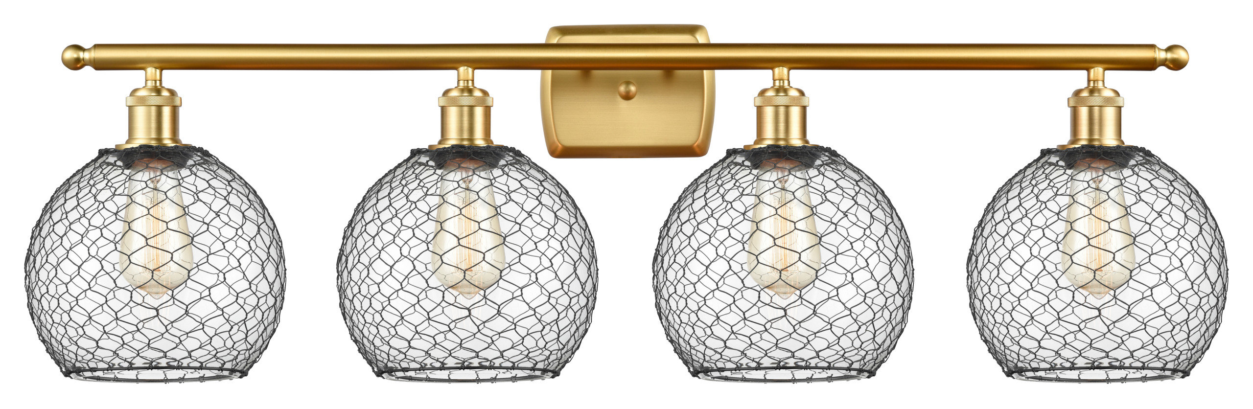 INNOVATIONS 516-4W-AC-G122-8CBK-LED Chicken Wire 3 Light Bath Vanity ...