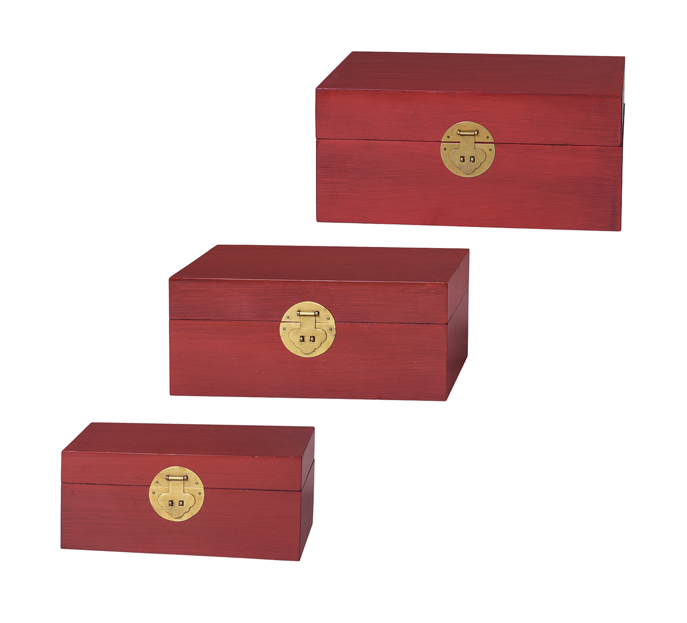 Dann Foley Set of 3 Chinese-Style Wooden Keep Boxes Cherry Finish ...