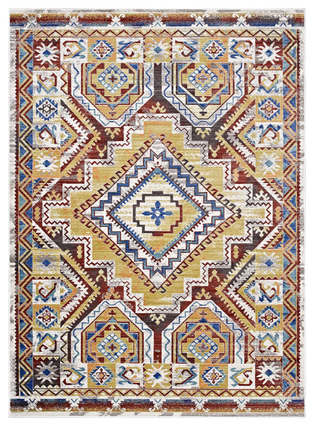 Florita Distressed Southwestern Aztec 4x6 Area Rug - Multicolored ...
