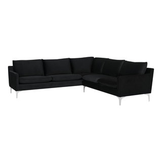 Anders Black Fabric Sectional Sofa, HGSC680 - Midcentury - Sectional ...