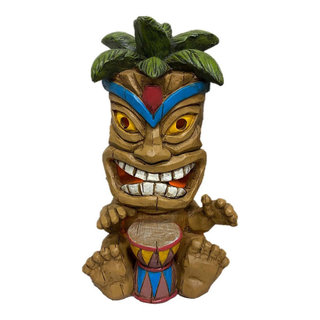 10" Solar Tiki Drummer - Tropical - Garden Statues And Yard Art - by ...