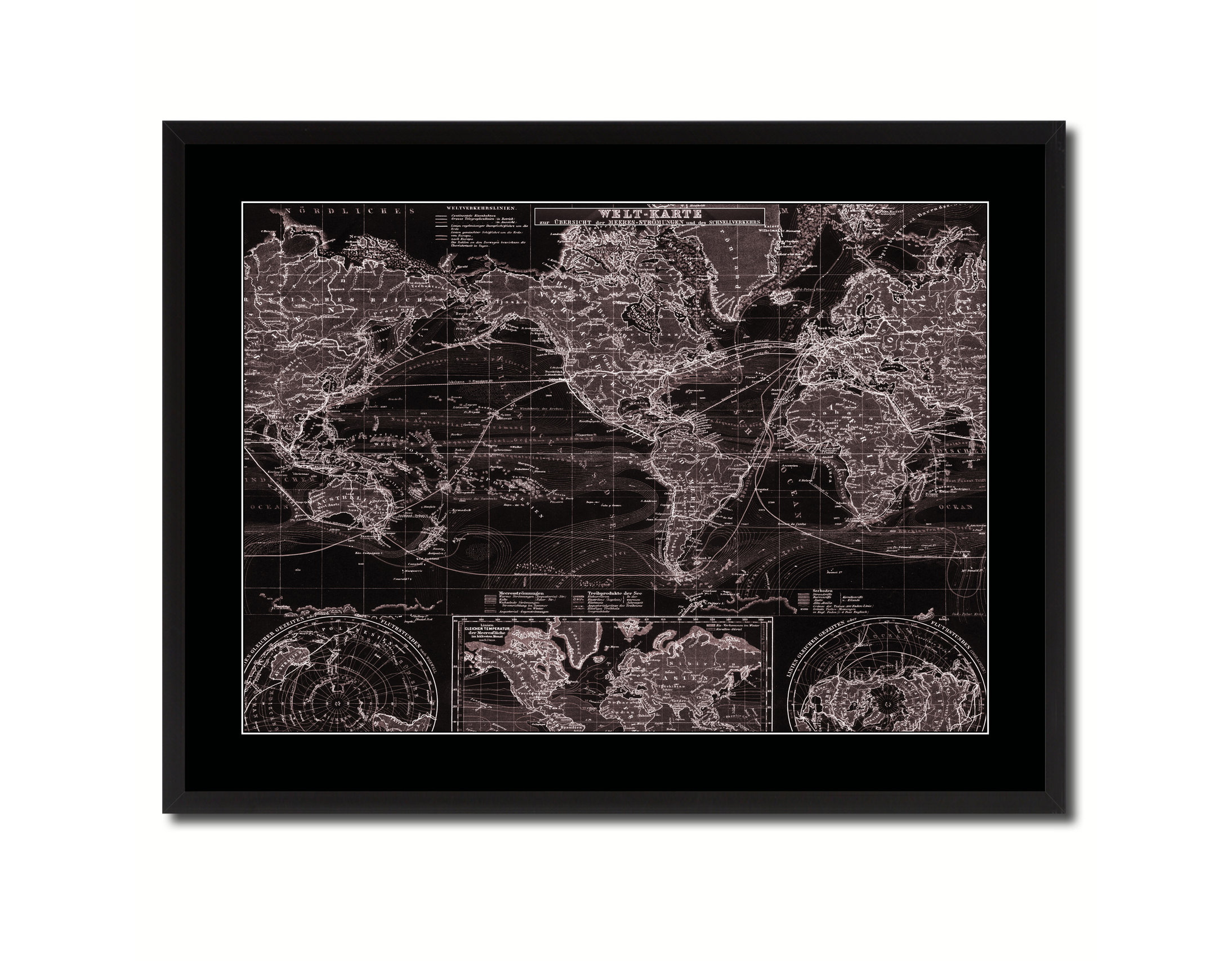 World Ocean Currents Vintage Vivid Sepia Map Canvas, 28"x37 ...