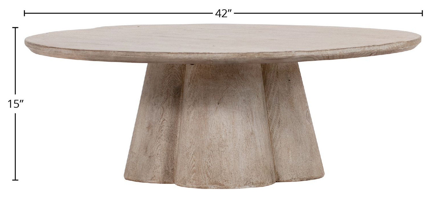 Vera 42" Round Reclaimed Pine Modern Coffee Table With 4 Clover ...