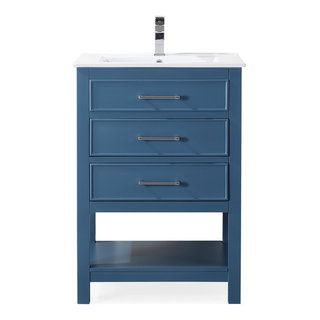24" Aruzza Small Slim Teal Bathroom Vanity - Contemporary - Bathroom ...
