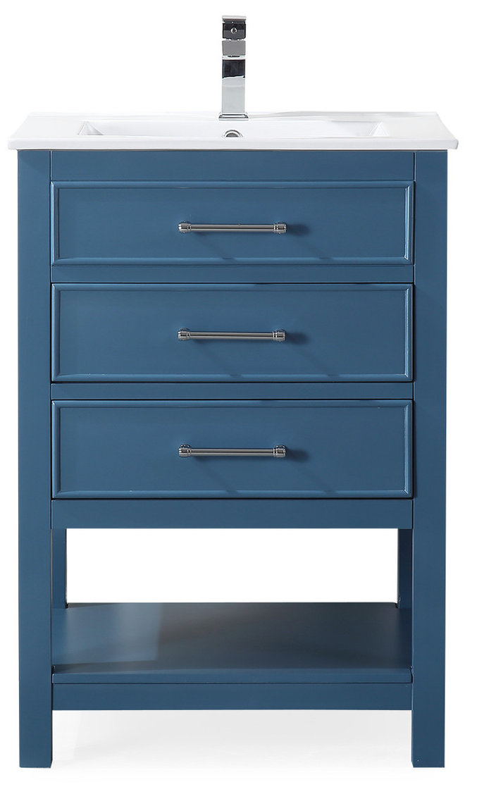 24" Aruzza Small Slim Teal Bathroom Vanity - Contemporary - Bathroom ...