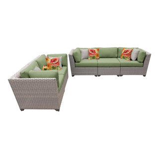 Florence 5 Piece Outdoor Wicker Patio Furniture Set 05a, Cilantro ...